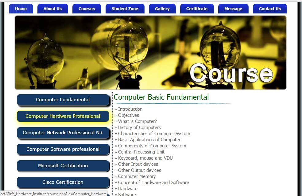 Girfa : Student Help: PHP Hardware Institute Website Free Download