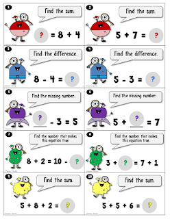 Freebie! Simple Addition and Subtraction Task Cards | Teacher's Take-Out