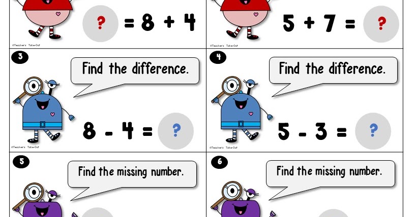 Freebie! Simple Addition and Subtraction Task Cards | Teacher's Take-Out
