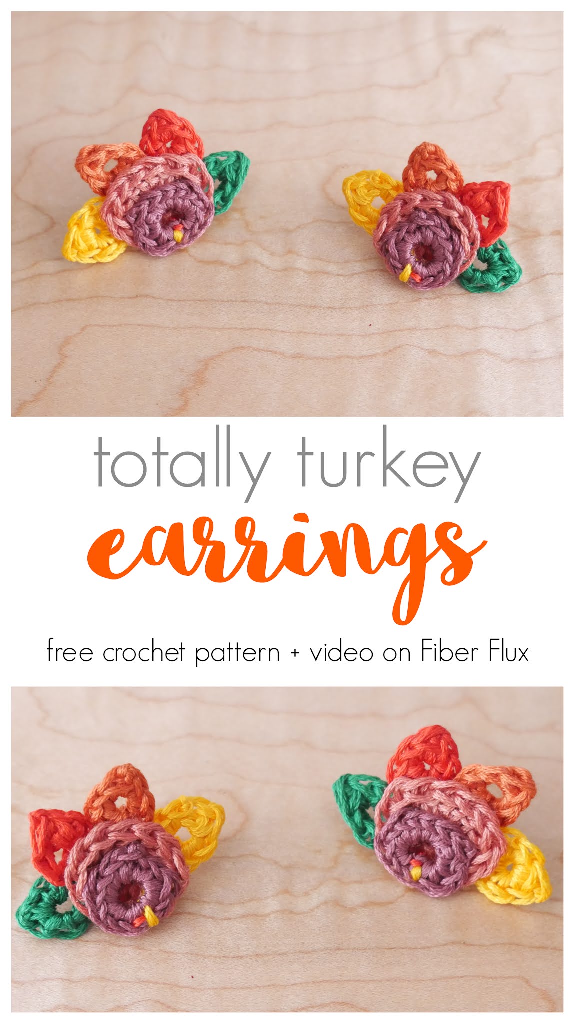 Fiber Flux: Totally Turkey Earrings, Free Crochet Pattern + Video