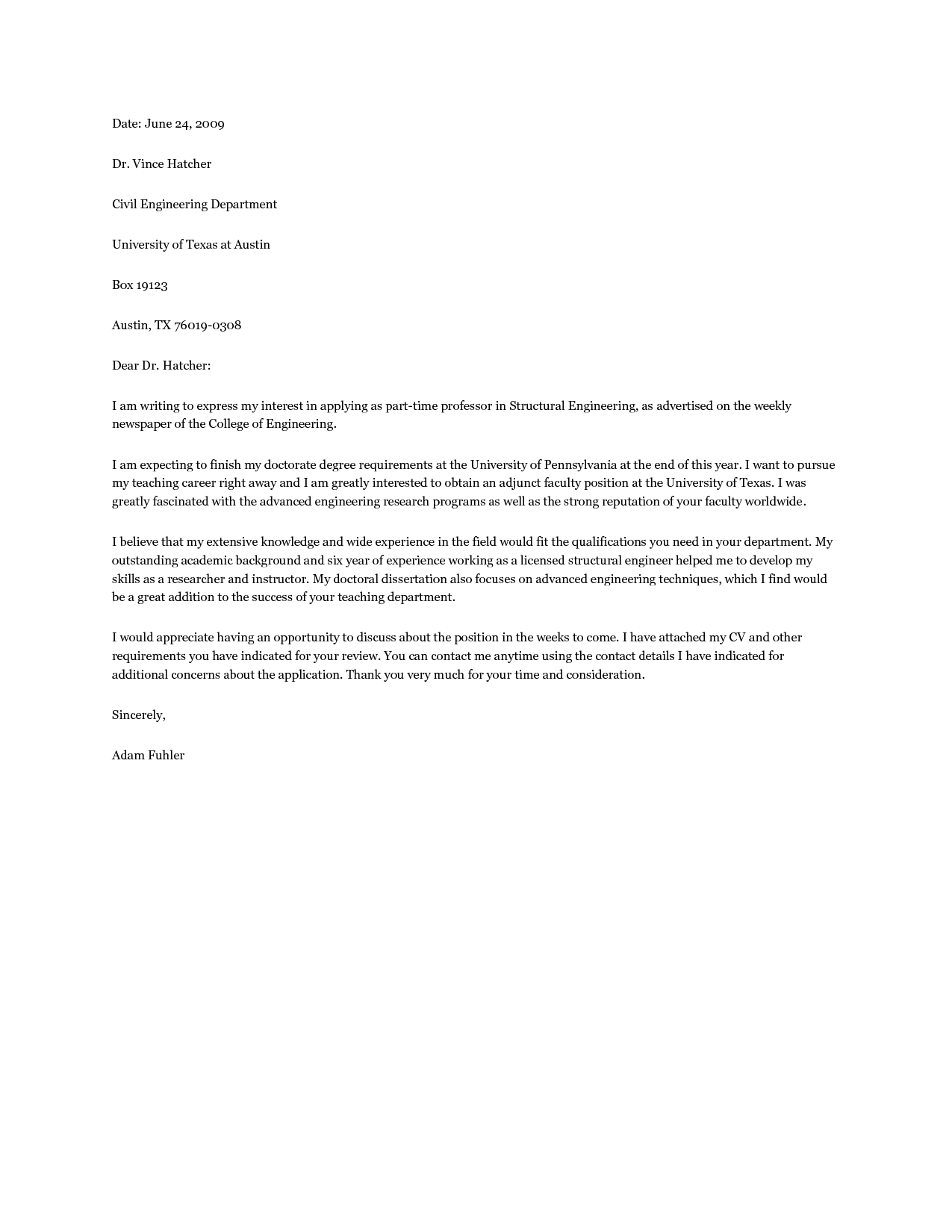 Sample Adjunct Professor Cover Letter Resume Letter sample-adjunct-professor-cover-letter-resume-letter
