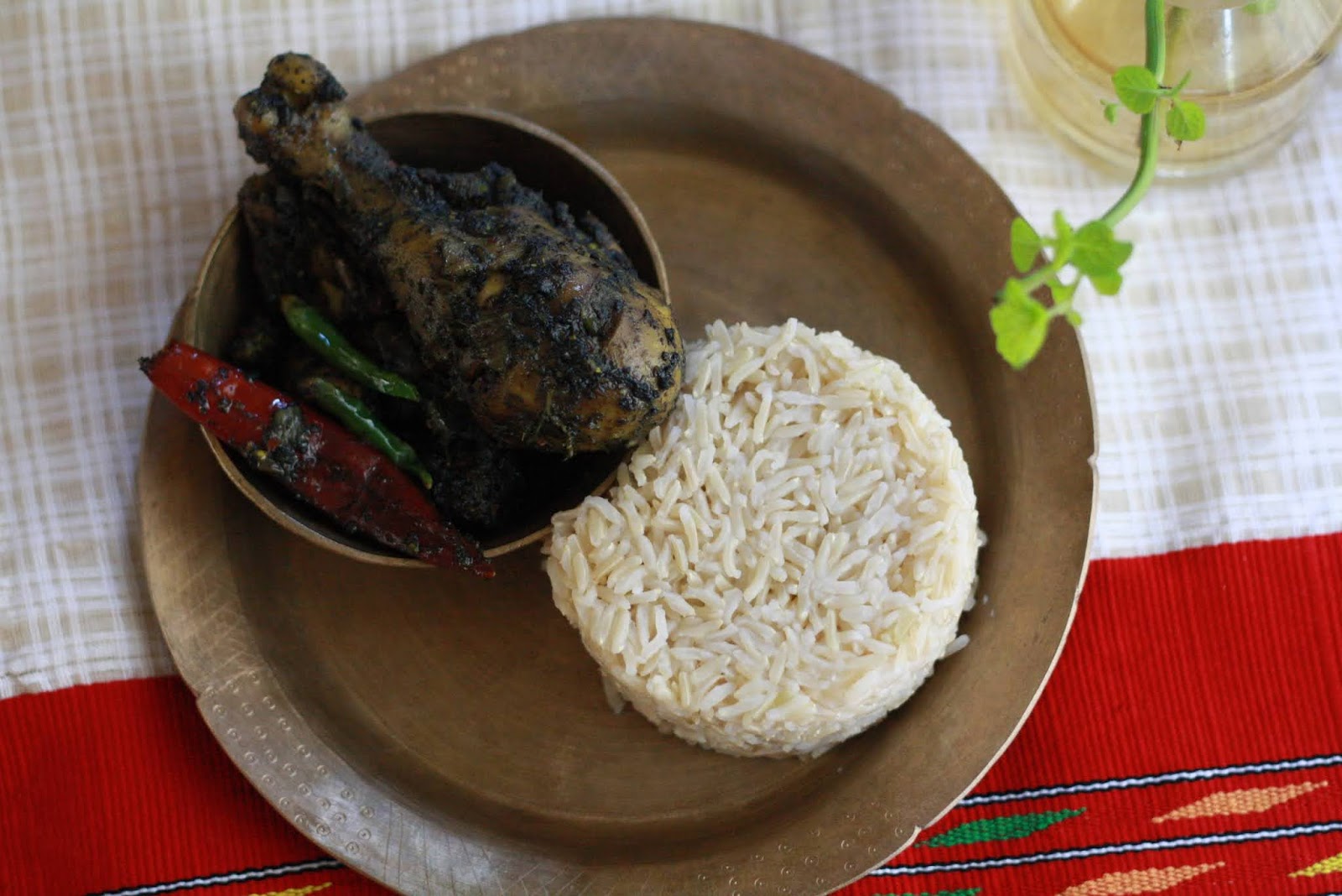 Assamese country style sesame chicken Til diya murgir mankho