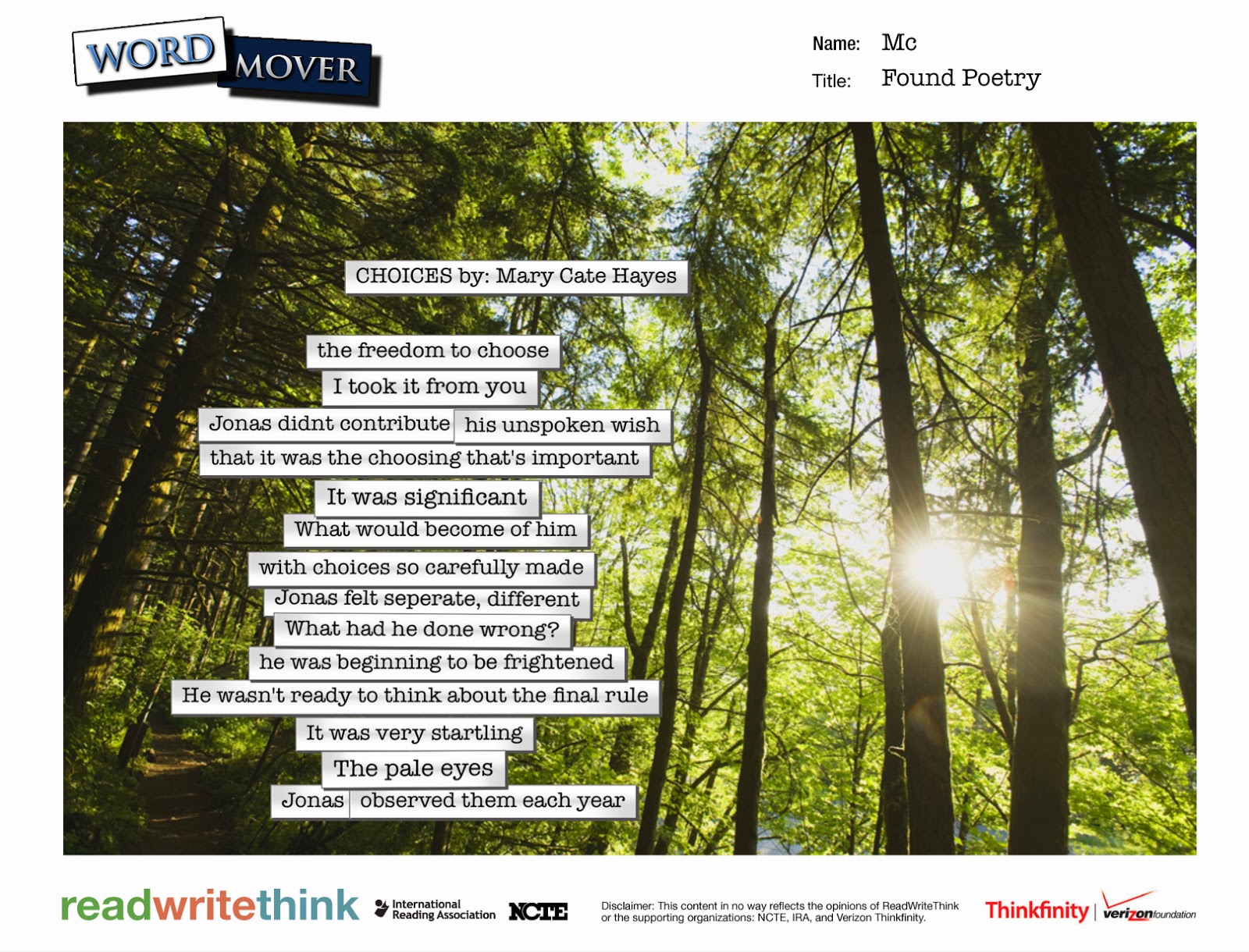 Student Gallery: Found Poetry - The Giver