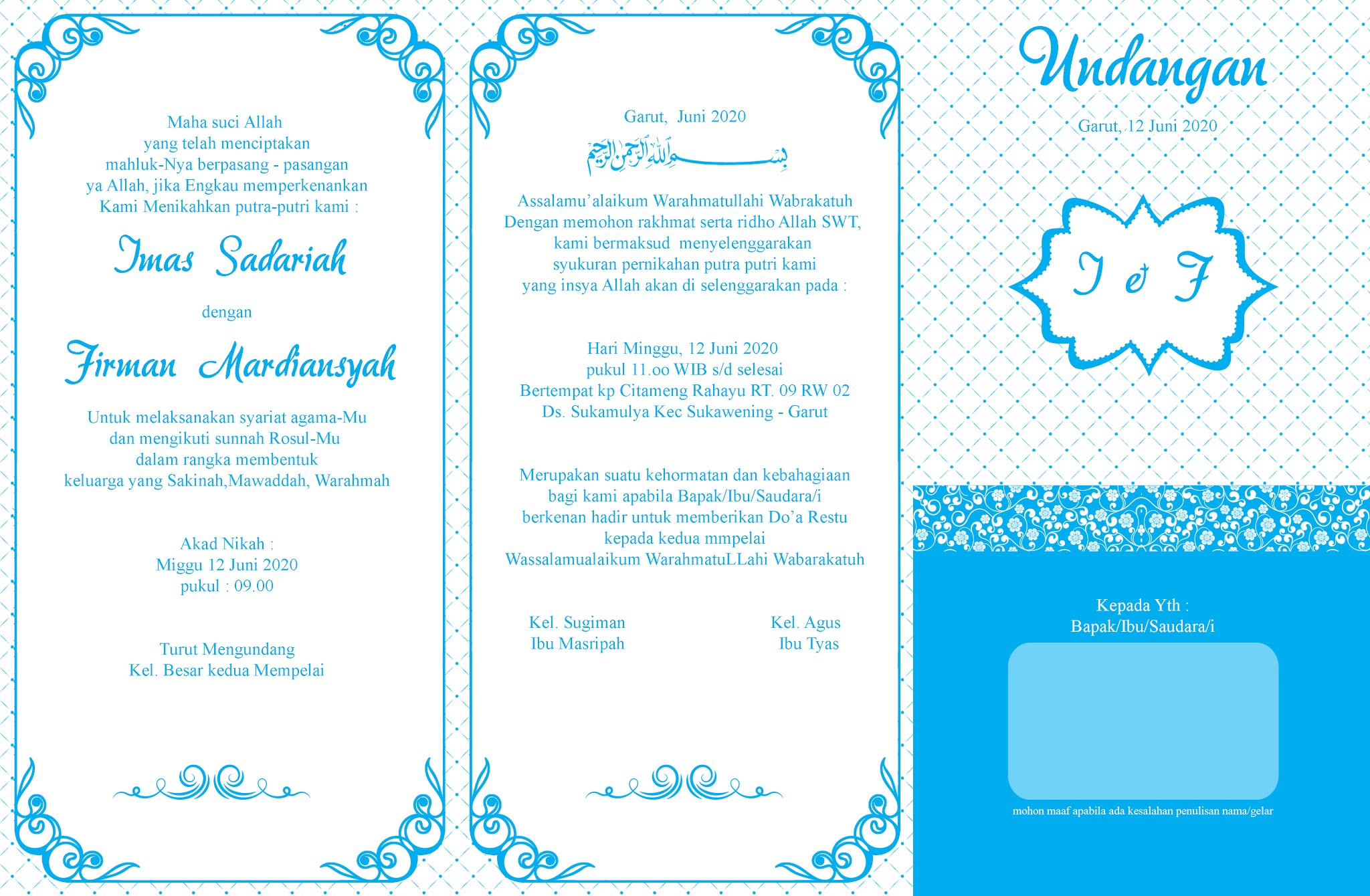 Desain Undangan Lipat 3 Model 002