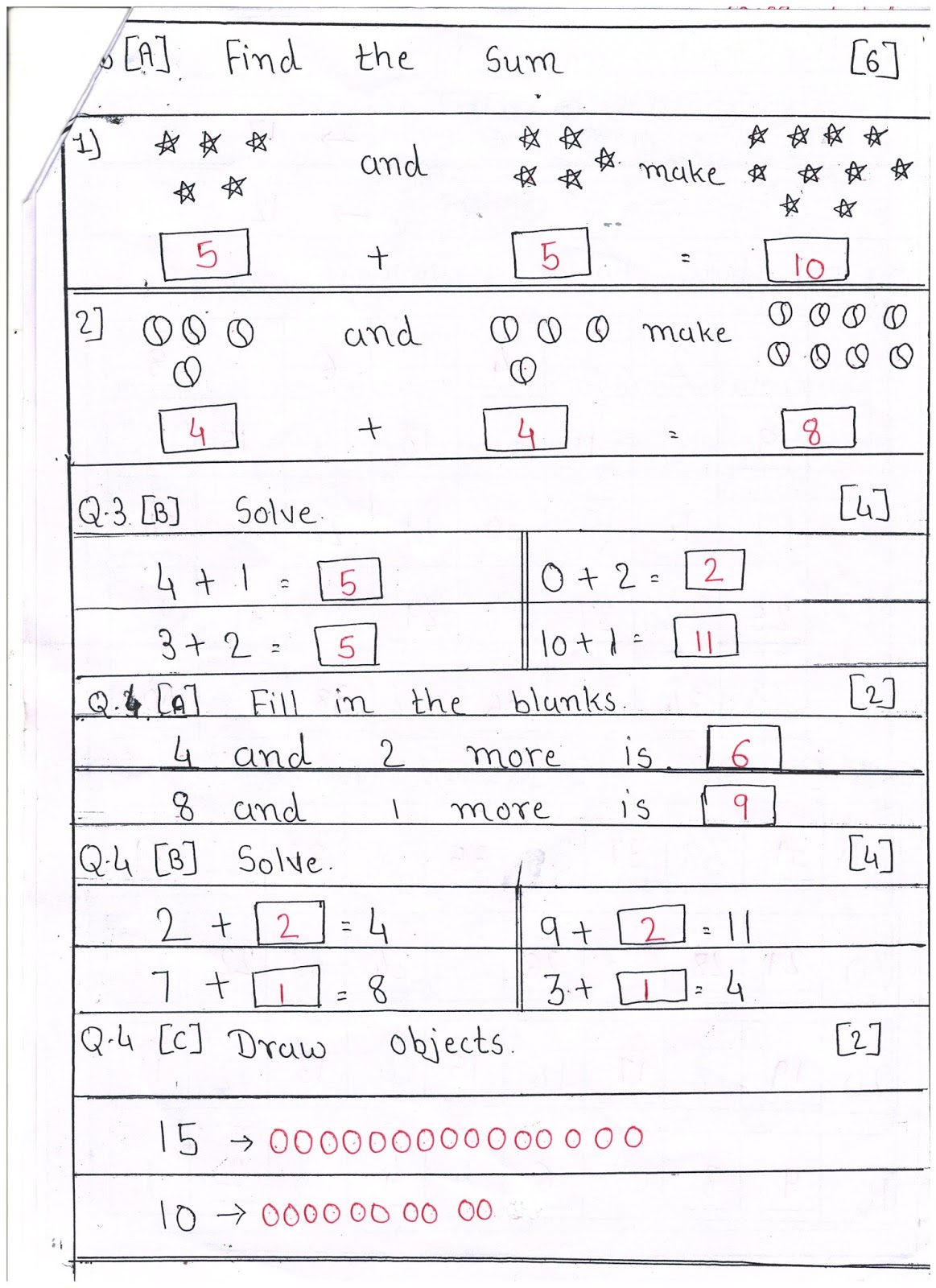 SR KG MID Term Exam Paper - Maths
