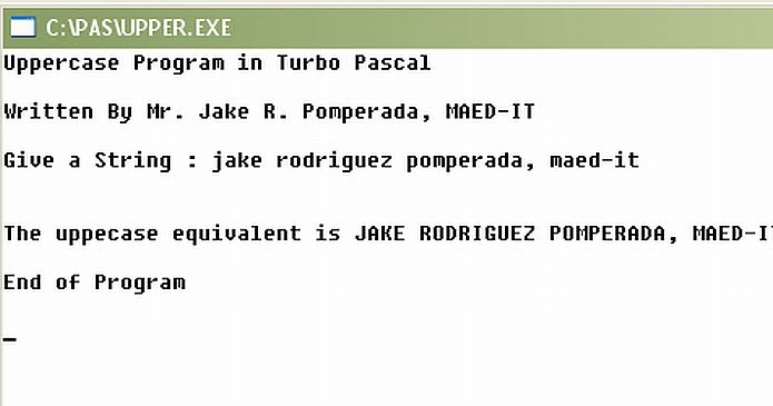 Free Programming Source Codes And Computer Programming Tutorials Uppercase Program In Turbo Pascal