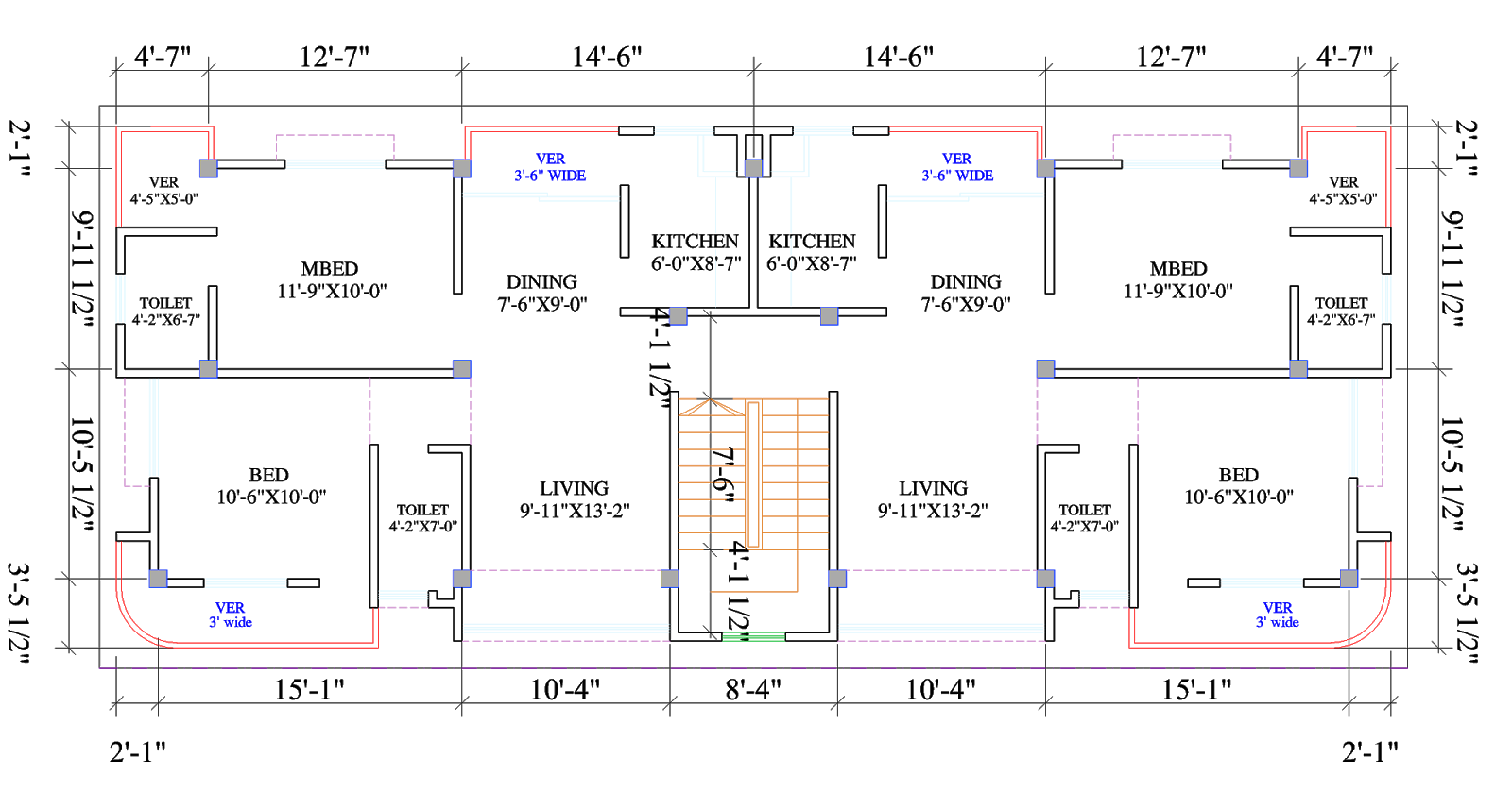 4 Storey Residential Building - First Floor Plan - House Plans and Designs