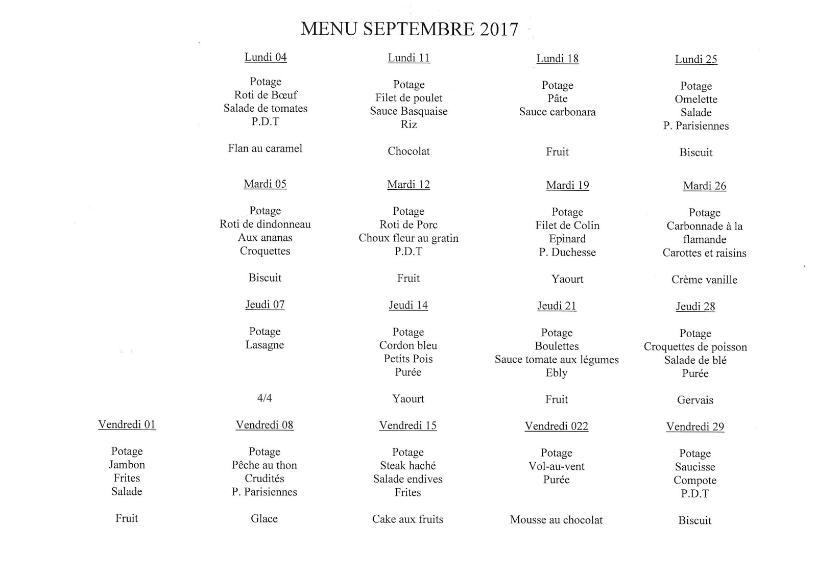 labelecole: Menu septembre