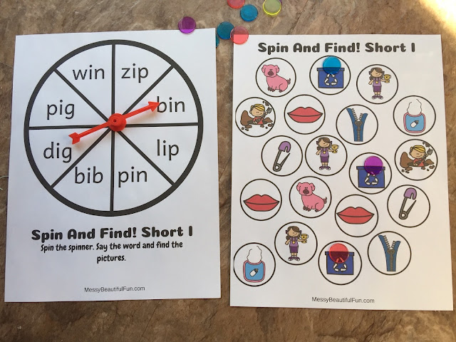 Messy, Beautiful, Fun: Spin And Find CVC Words Printable Pack