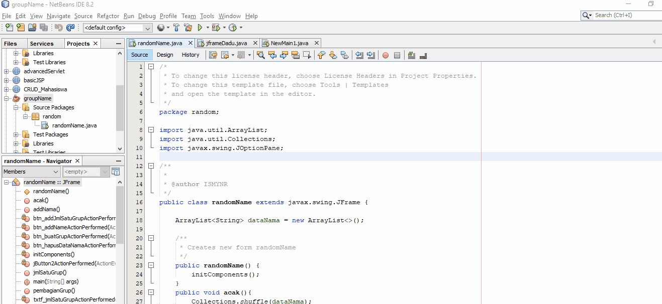 Membuat Aplikasi Dekstop Team Generator Sederhana Java GUI Menggunakan ...