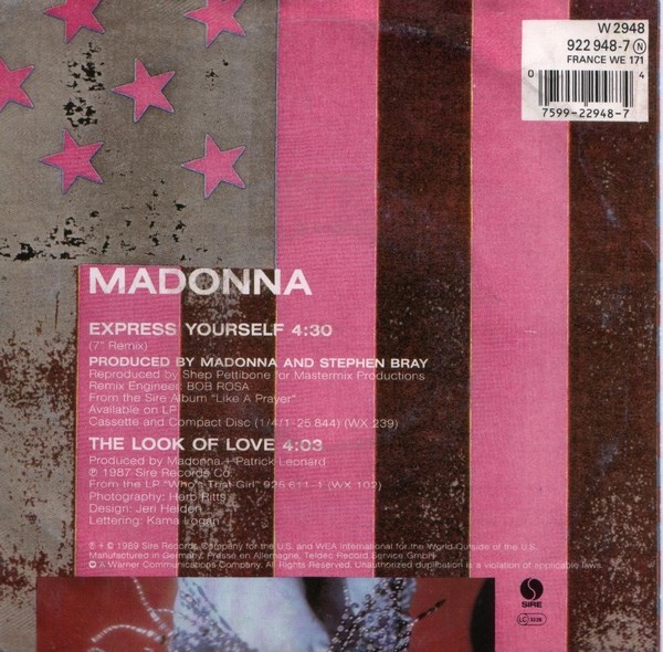 MADONNATHEQUE: MADONNA - Express Yourself - 45 Tours EUROPE - 1989