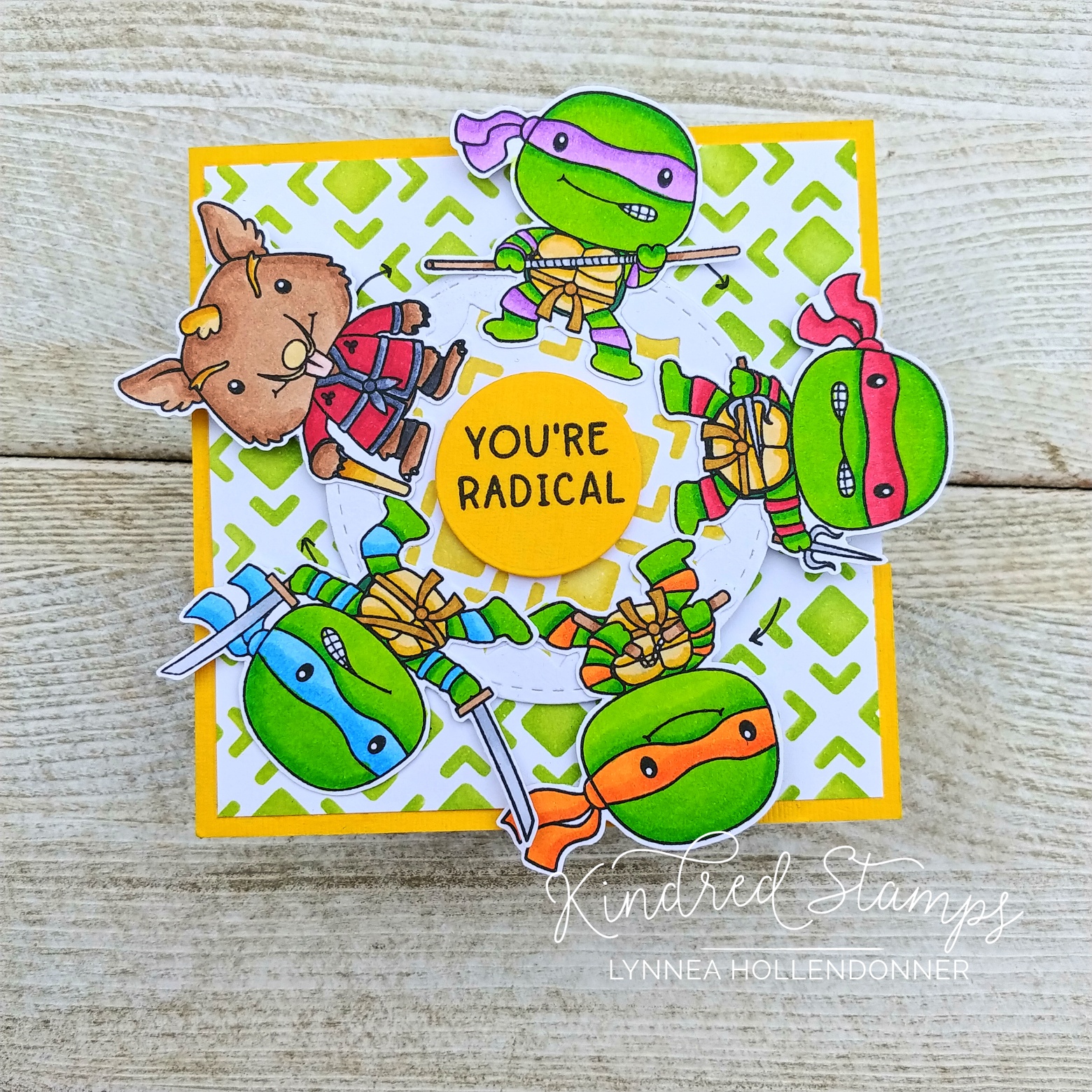 Lynnea Hollendonner: Kindred Stamps // Turtley Awesome Spinning Wheel Card
