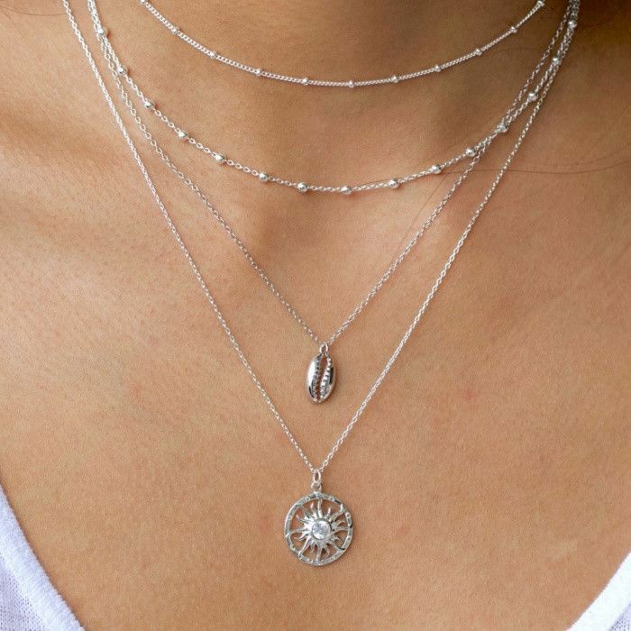 Silver layered necklace designs