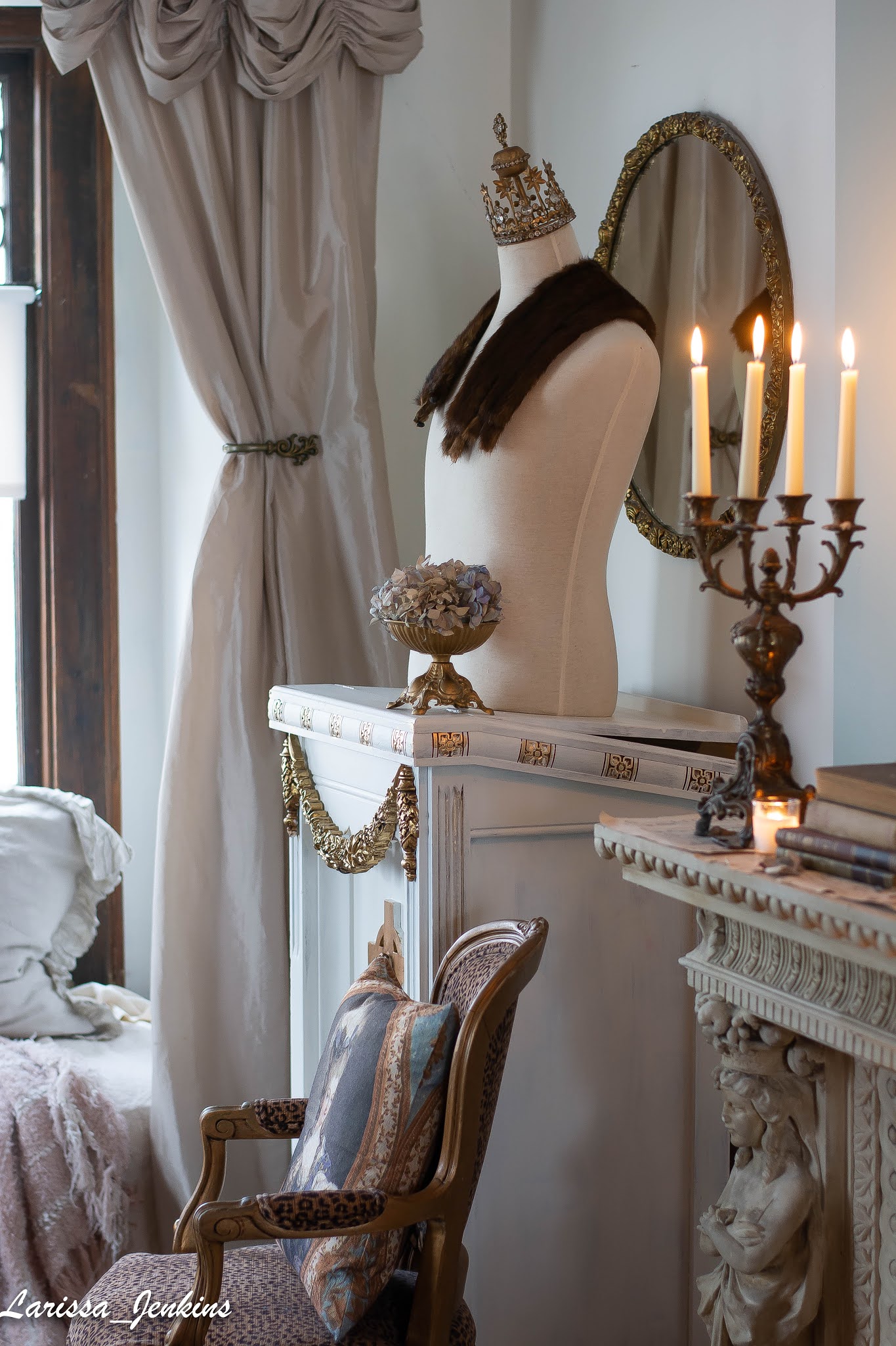 I decided to display my dress form on top for now. Someday I might come ...