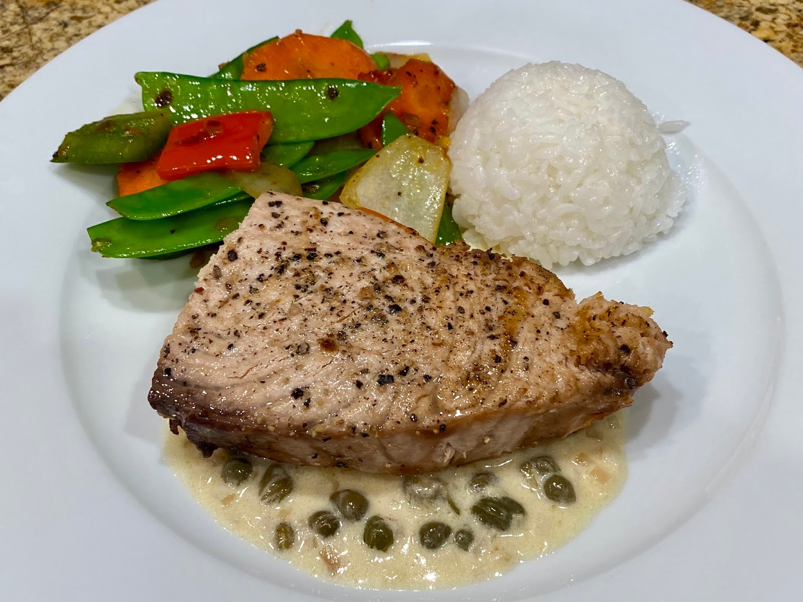GREAT EATS HAWAII: FRESH MARLIN WITH WHITE WINE, BUTTER AND CAPER SAUCE