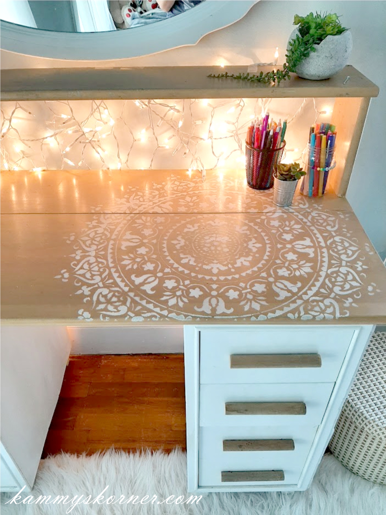 Kammy's Korner: Easy Tween Vanity Desk Built From Nightstands