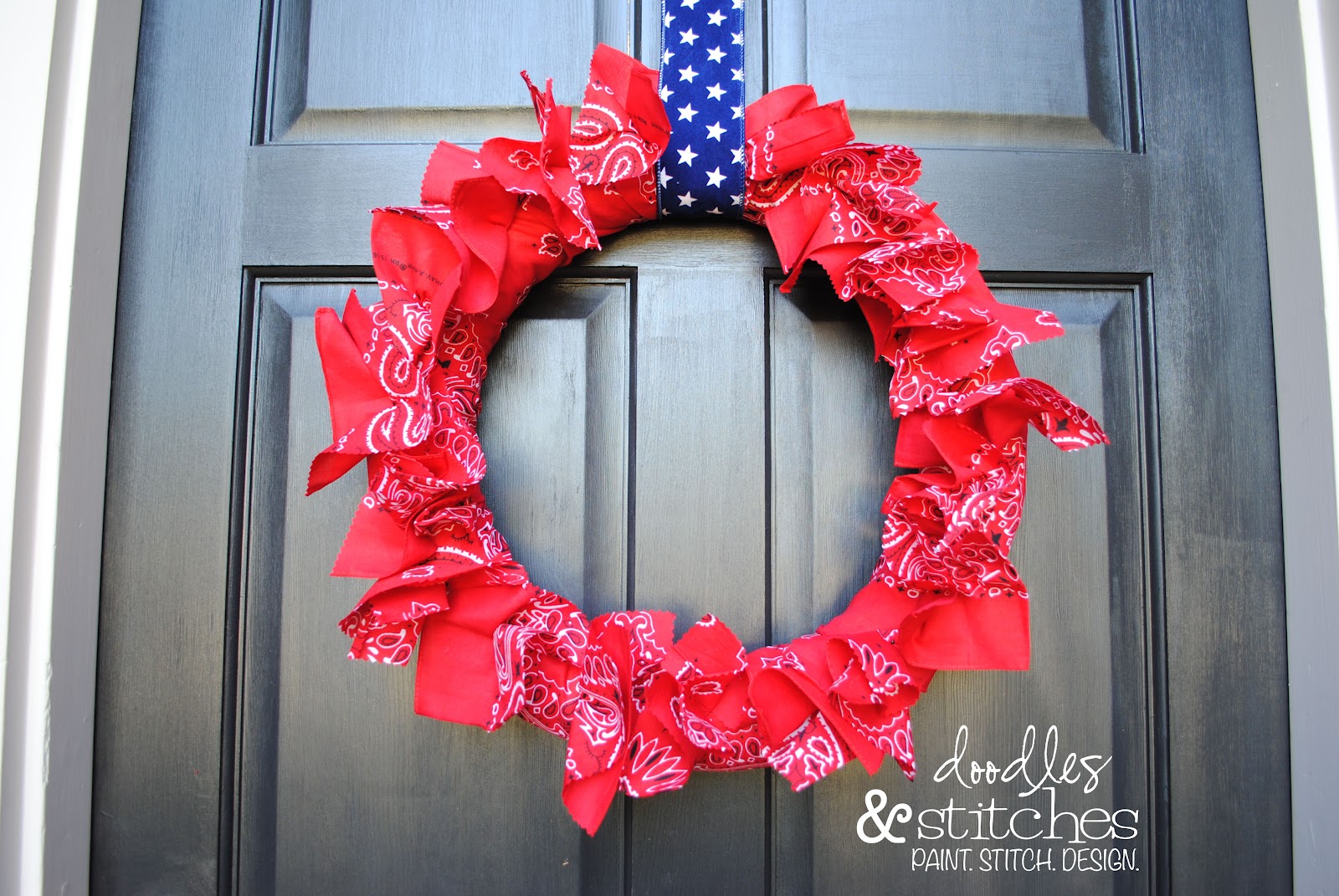 Doodles & Stitches: Patriotic Bandana Wreath Tutorial