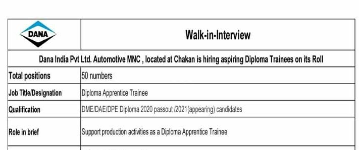 Dana India Pvt Ltd. Automotive MNC Company Chakan, Maharashtra is ...