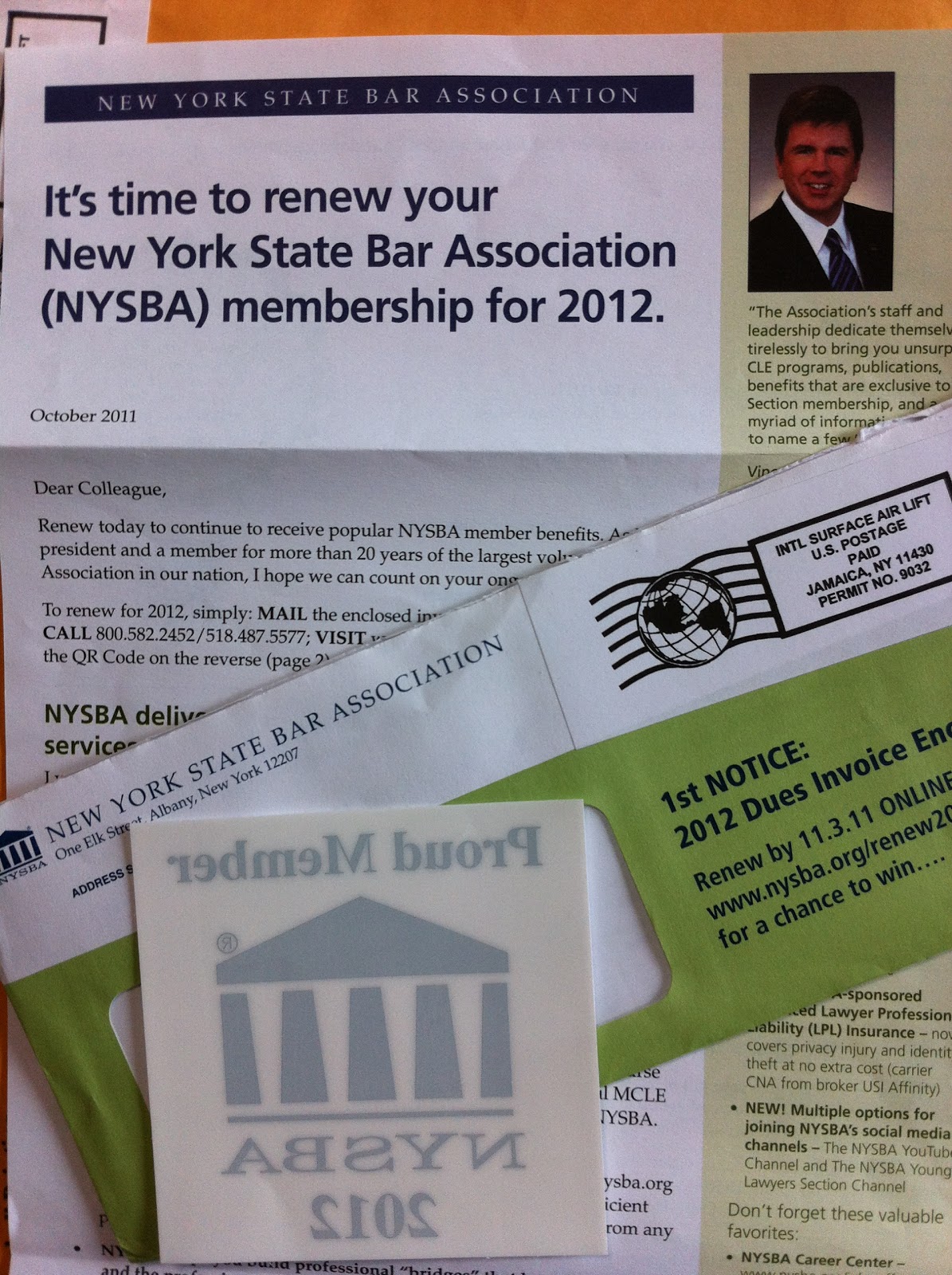 New York 州弁護士になろう。(How to make a NY lawyer.): NYSBA membership for 2012