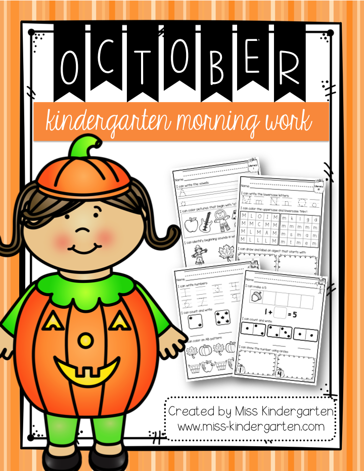 October Morning Work for Kindergarten - Miss Kindergarten