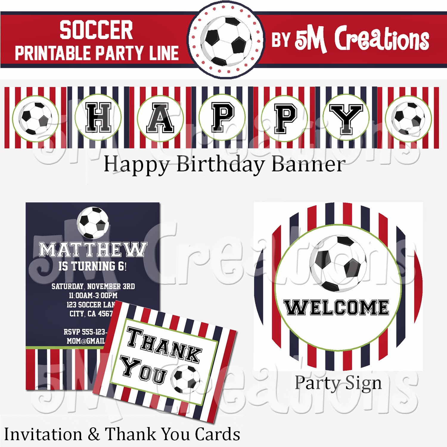 5M Creations: Soccer Birthday Party - Soccer Party Printables