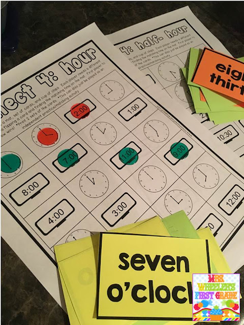 Mrs. Wheeler's First Grade Tidbits: Telling Time Math Games