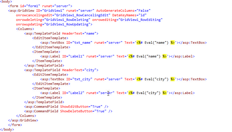 Asp Insert Update Delete Edit Cancel Operation In