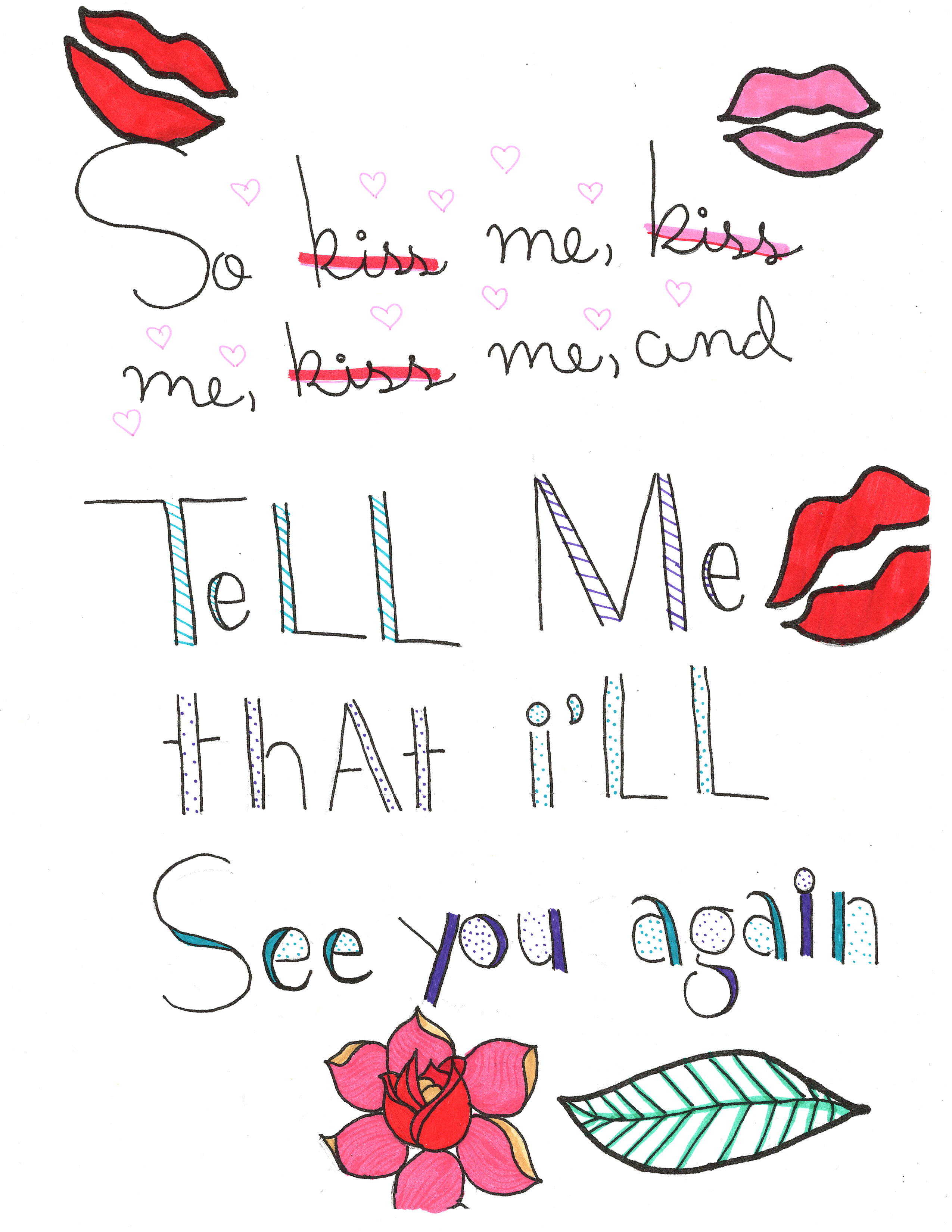 Cutest Coloring Pages: Kiss Me Kiss Me Lyrics