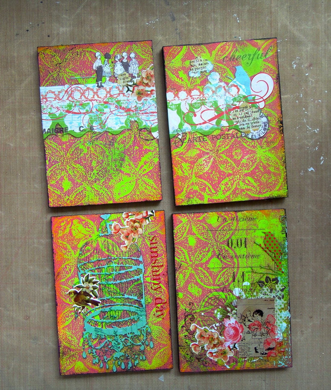 Unique Laser Designs: Gelli Printed Artist Trading Cards