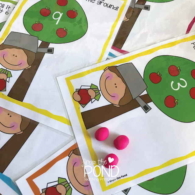 Apple Counting Play Dough Mats | From the Pond