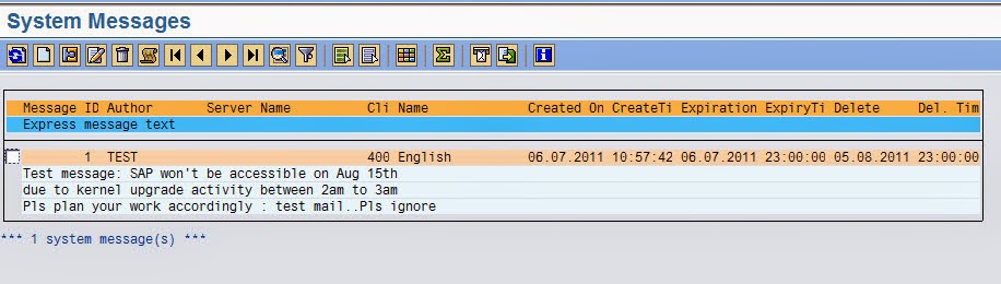 SAP Basis Tutorials: How to post and delete system message in sap?