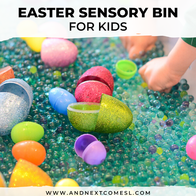 Easter Sensory Bin with Scented Water Beads | And Next Comes L ...