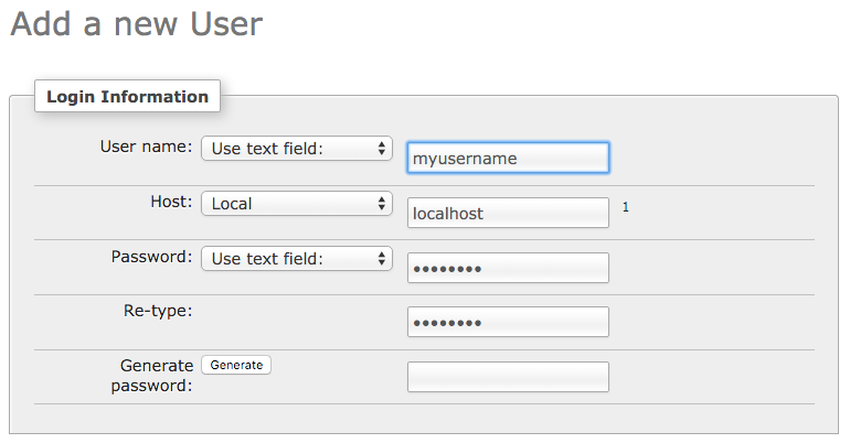 Study Raspberry Pi: phpMyAdmin - Create a new user