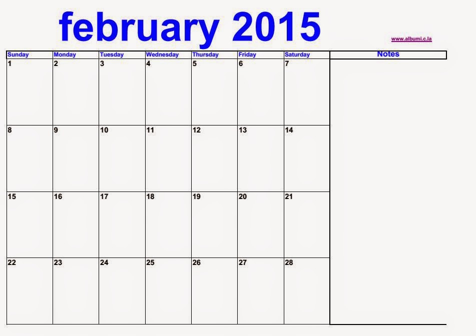 February Blank calendar 2015 with notes | calendars - kalendar - Calendario
