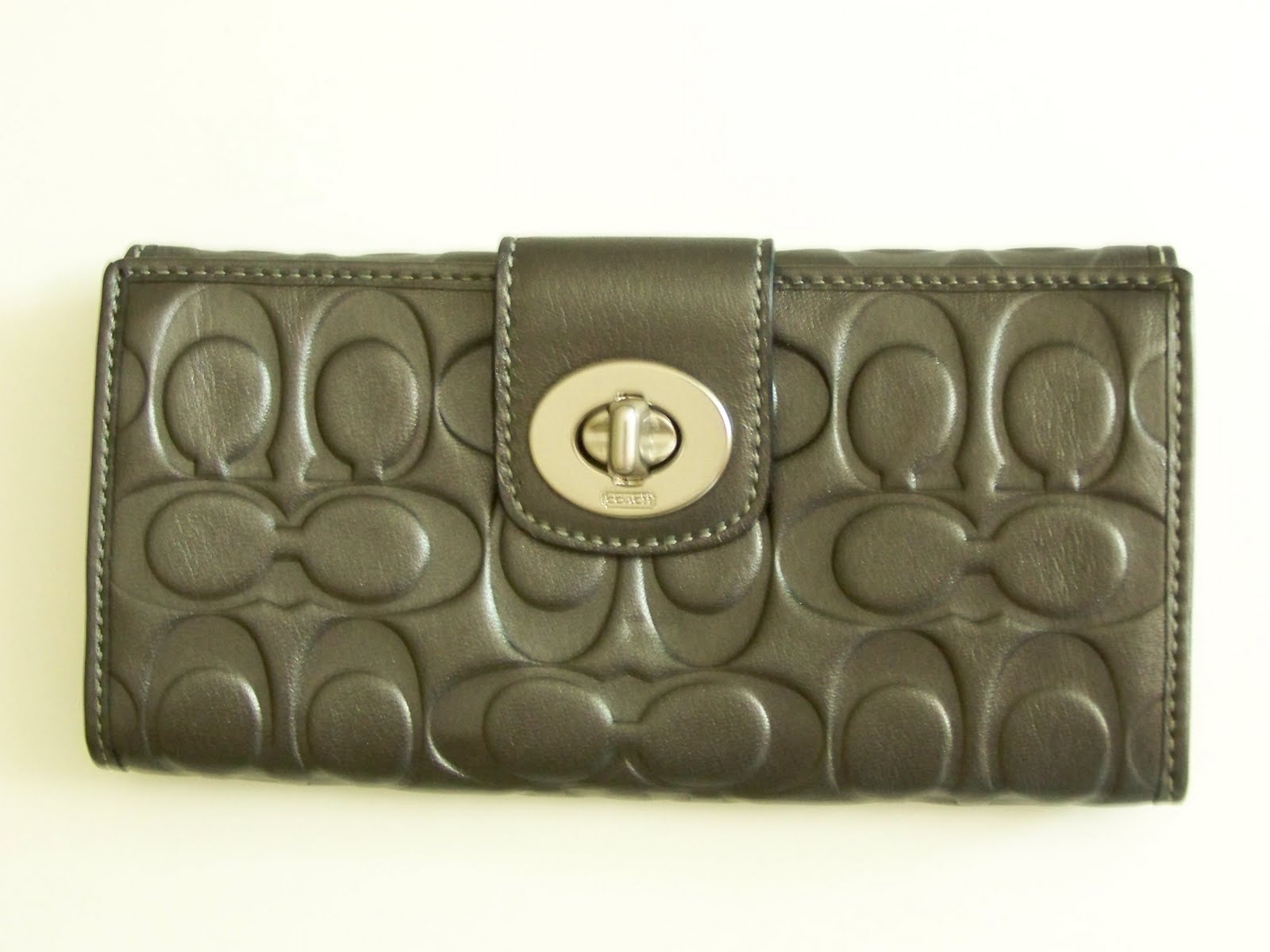 FashionQueen: COACH Turnlock Embossed Patent Leather Metallic Slim ...