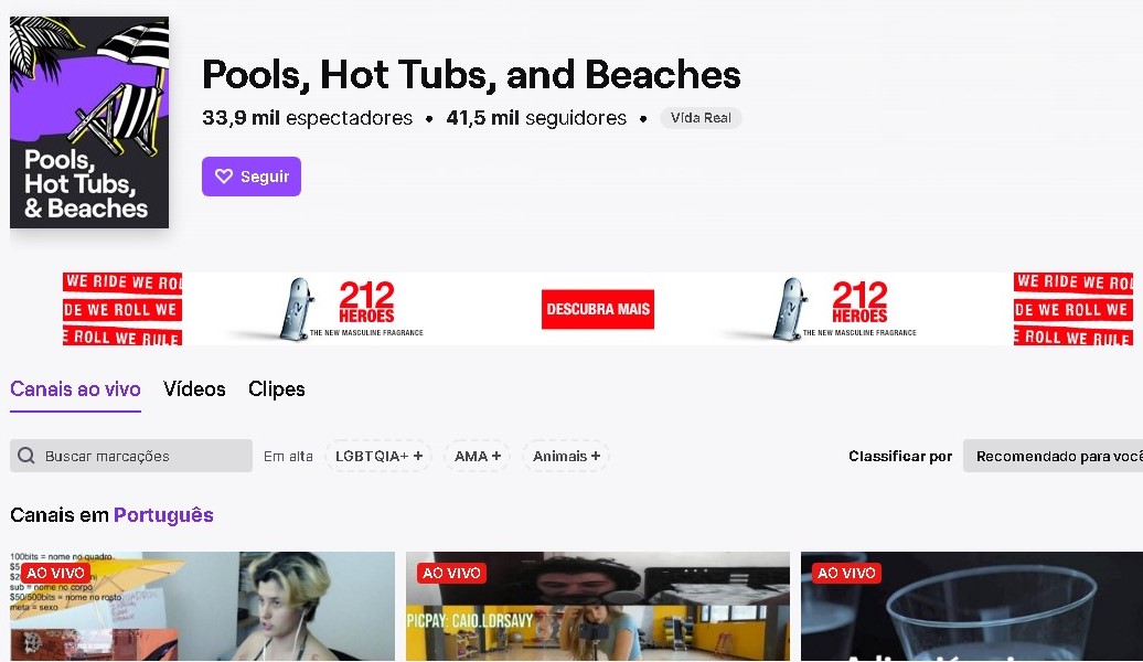 Twitch cria nova categoria Piscinas, Banheiras de hidromassagem e ...