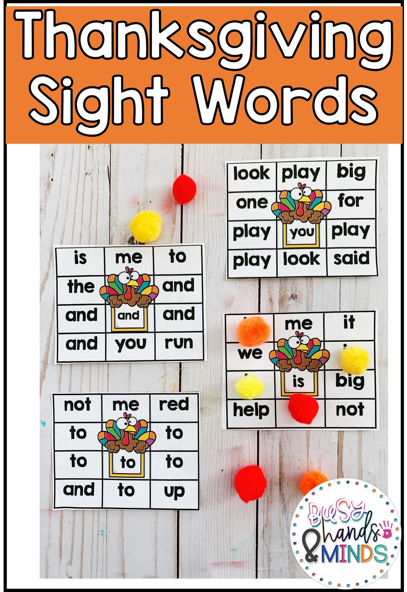 Thanksgiving Sight Word Games | Busy Hands and Minds
