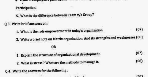 Question Papers Collection: SY B & I Sem III - Organizational Behavior
