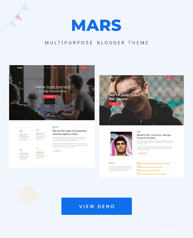 Mars Multipurpose Portfolio Blogger Theme
