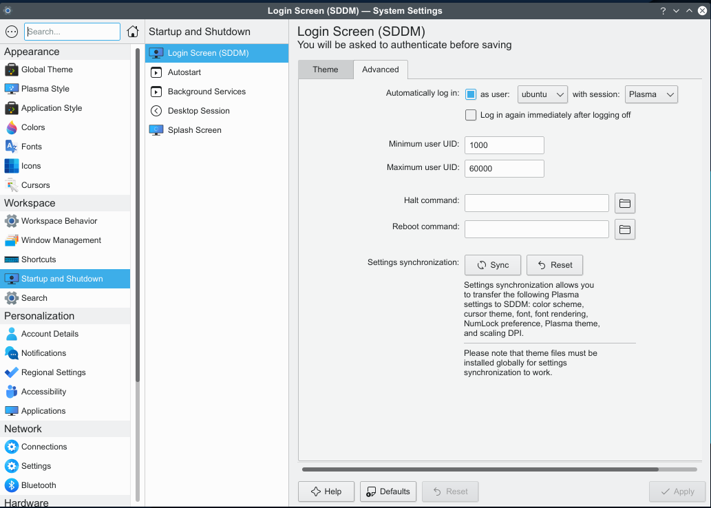 Lokasi penyimpanan config auto login sddm berada (plasma desktop) Linux