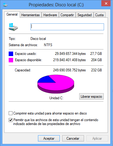 INFOGINE: PROPIEDADES DEL DISCO LOCAL C