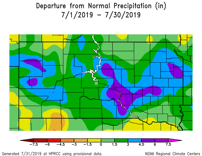 South Dakota Fire Weather: August fire potential very low