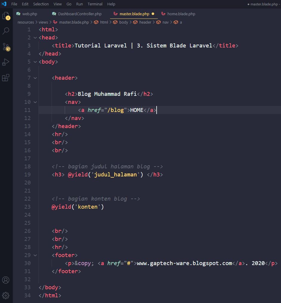 Tutorial Laravel | 3. Sistem Templating Blade