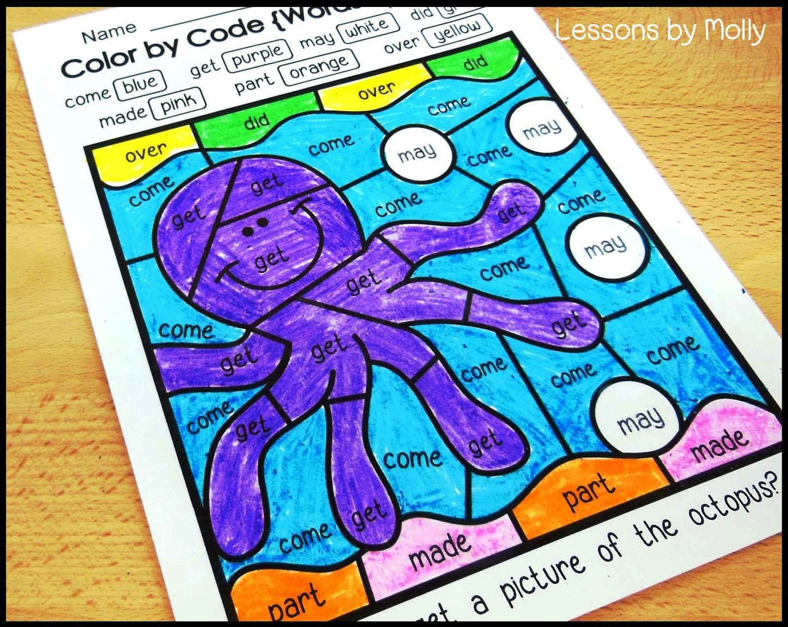 Lessons by Molly: Color by Code Sight Words for First and Second Grade