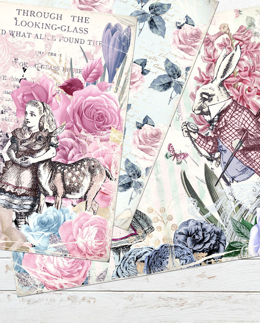 Calico Collage Junk Journal Printable Ephemera: Alice in Wonderland ...