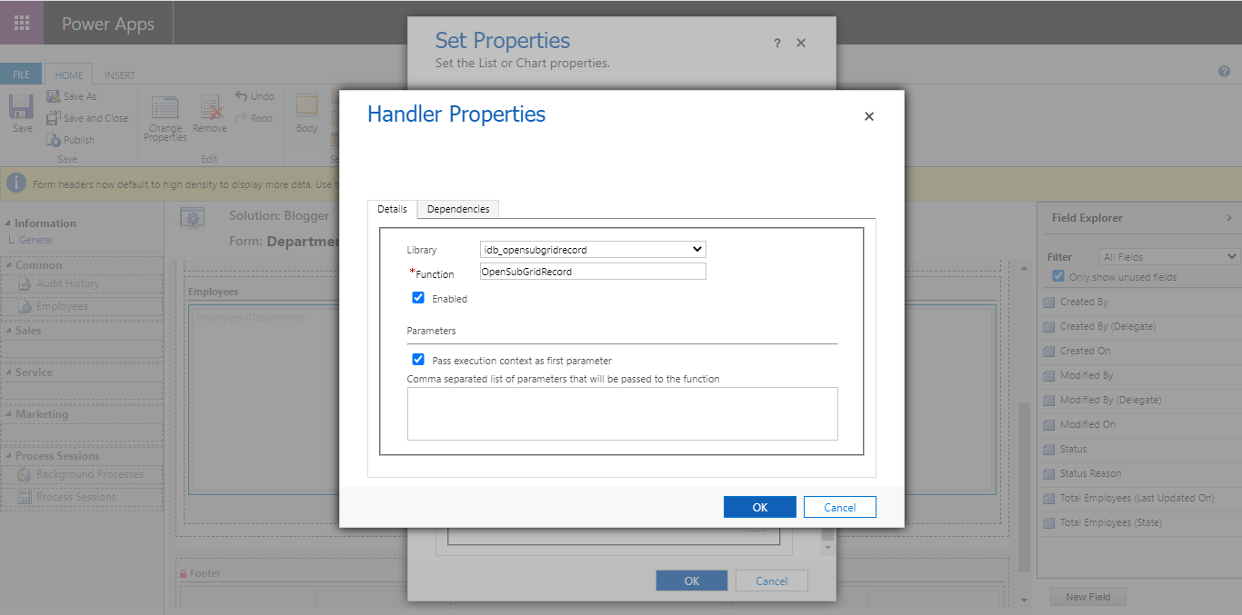 Opening a Sub Grid record in a Pop-up window in Dynamics 365.