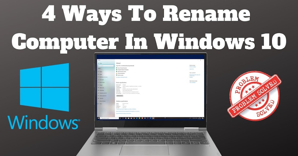 4 Ways To Rename Computer In Windows 10
