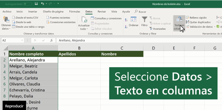 DISEÑO Y GESTION DE SISTEMAS : TEXTO EN COLUMNAS EXCEL