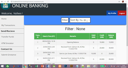 ONLINE BANKING IN PHP WITH SOURCE CODE - Academic Project Guidance Provider