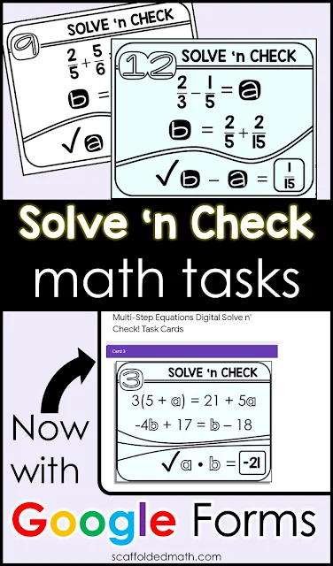 Scaffolded Math and Science: Solve 'n Check! Self-Checking Math Task ...